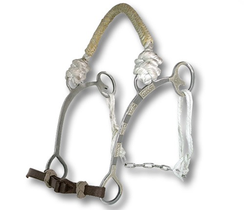 BIT HACKAMORE WITH BOSAL RAWHIDE AND CURB CHAIN - MySelleria